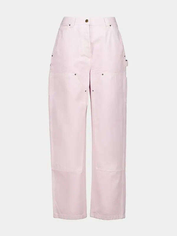 Prada Canvas Trousers With Leather Inserts - Pink