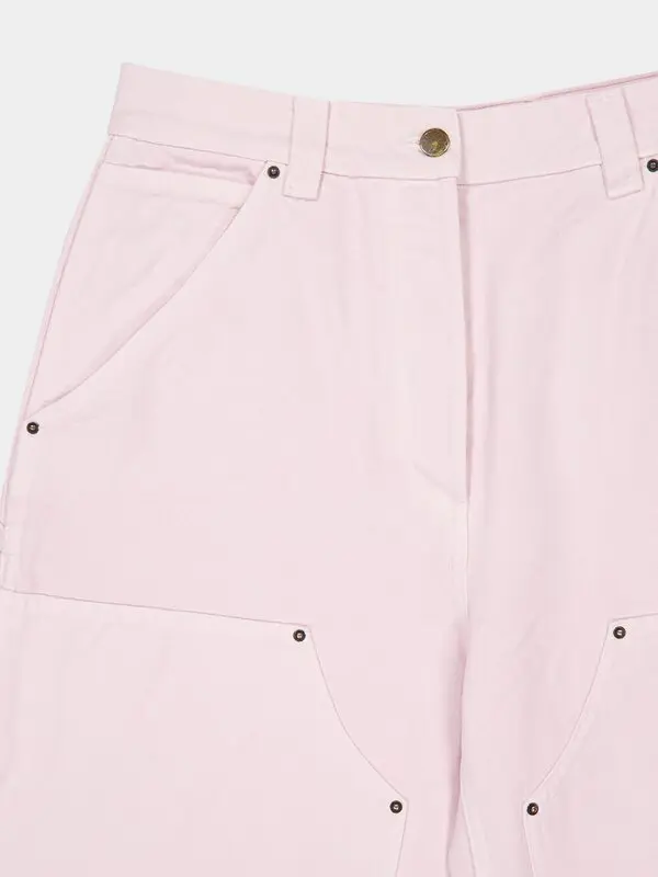 Prada Canvas Trousers With Leather Inserts