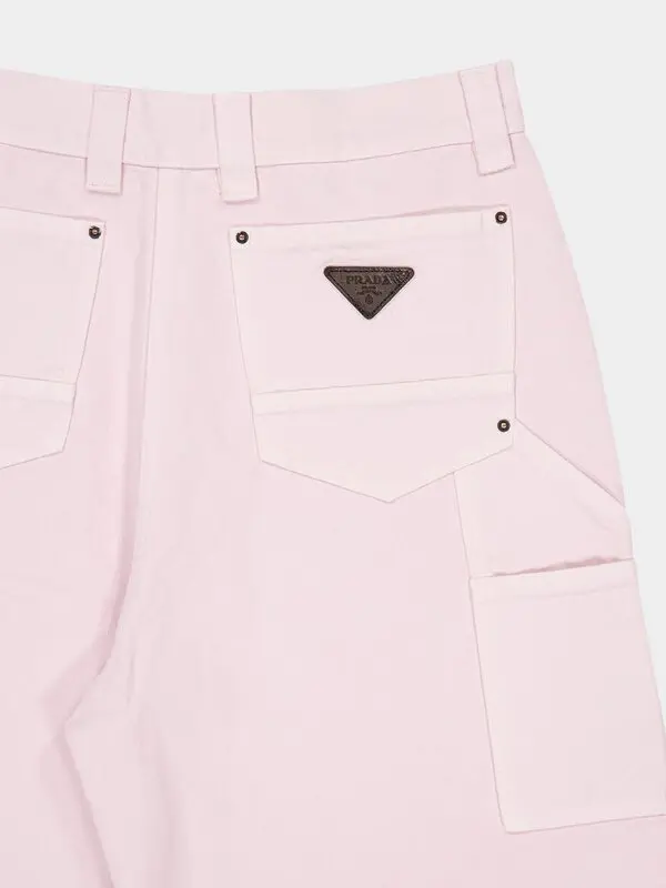 Prada Canvas Trousers With Leather Inserts