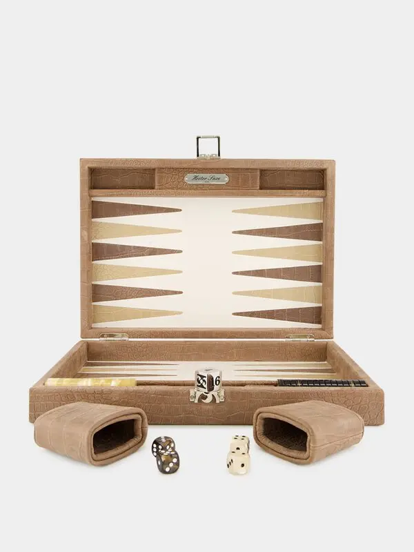 HECTOR SAXE PARIS Alligator Vison Medium Backgammon Set