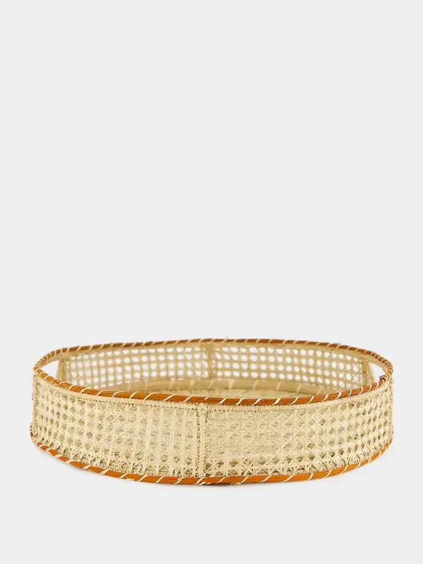 La DoubleJ Raffia Woven Tray - Orange