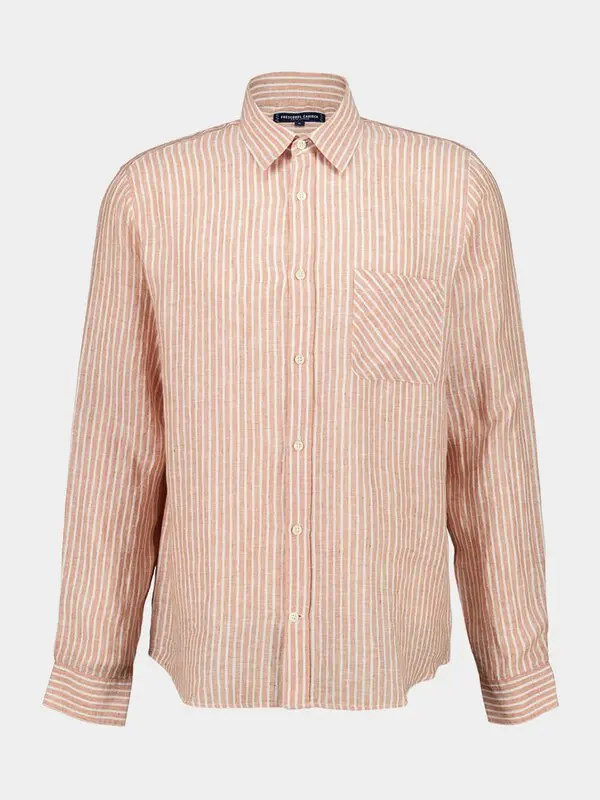 Frescobol Carioca Pale Copper Striped Linen Shirt - Orange