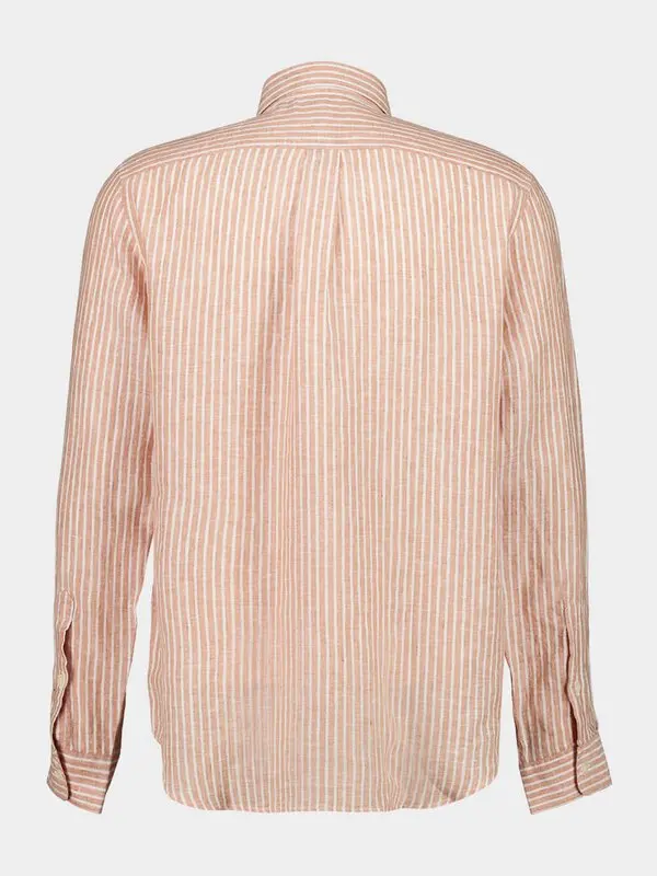 Frescobol Carioca Pale Copper Striped Linen Shirt
