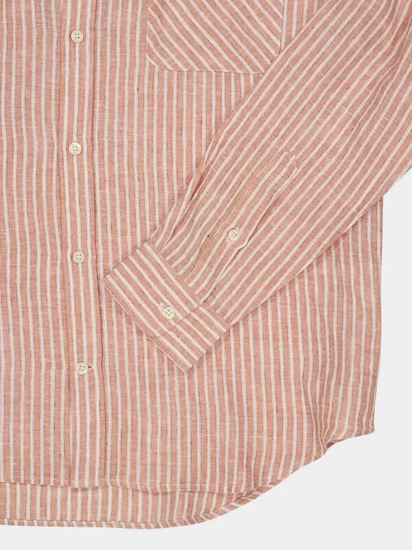 Frescobol Carioca Pale Copper Striped Linen Shirt