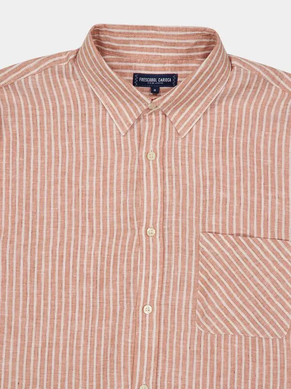 Frescobol Carioca Pale Copper Striped Linen Shirt