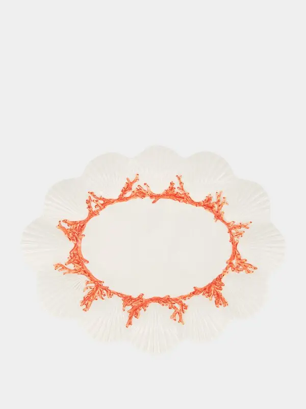 LES-OTTOMANS Saint Jacques Coral Ceramic Tray - Orange