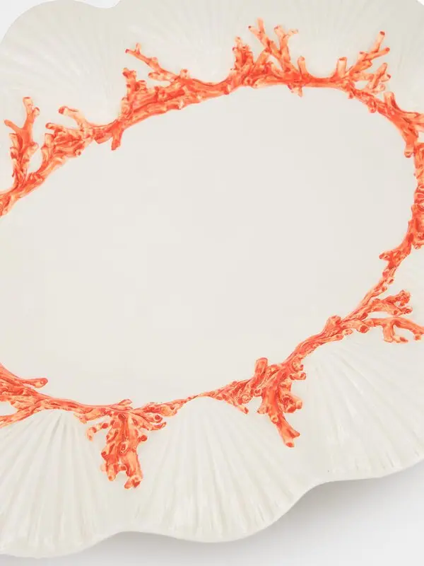 LES-OTTOMANS Saint Jacques Coral Ceramic Tray - Orange