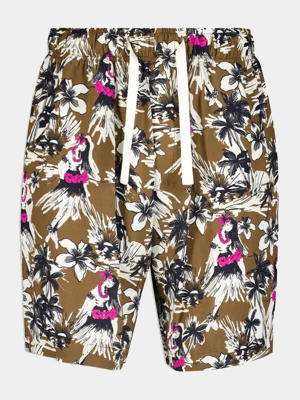 Palm Angels Hula Cargo Graphic-print Shorts - Multicolour