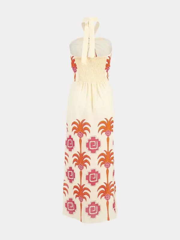 Johanna Ortiz Water Adventure Linen Halter Dress - Orange