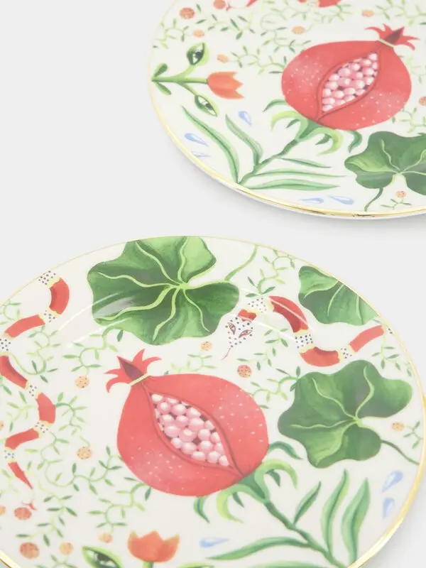 La DoubleJ Pomegranate Dessert Plates Set Of 2 - Multicolour