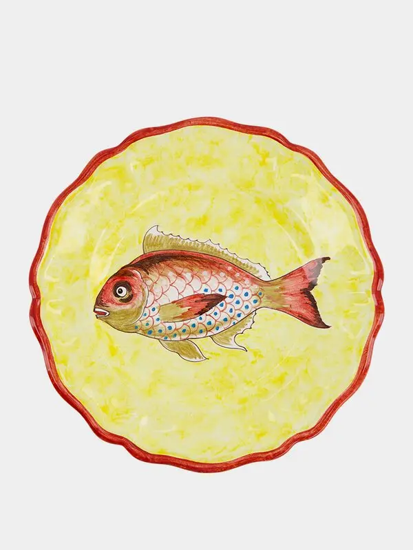 LES-OTTOMANS La Menagerie D'été Fish Dinner Plate - Multicolour