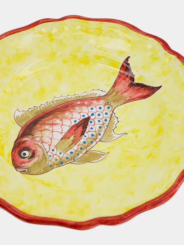 LES-OTTOMANS La Menagerie D'été Fish Dinner Plate - Multicolour