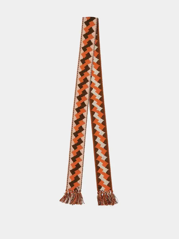Valentino Garavani Cotton Jacquard Scarf With Fringe - Orange