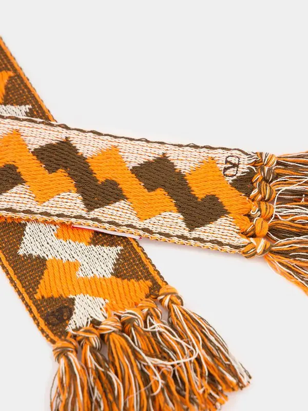 Valentino Garavani Cotton Jacquard Scarf With Fringe