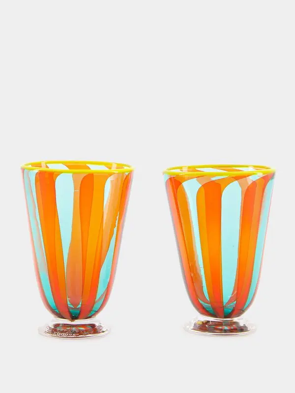 La DoubleJ Set Of 2 Murano Water Glasses - Orange