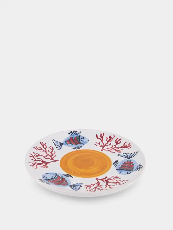 LES-OTTOMANS Handpainted Sicily Yellow Dessert Plate - Multicolour