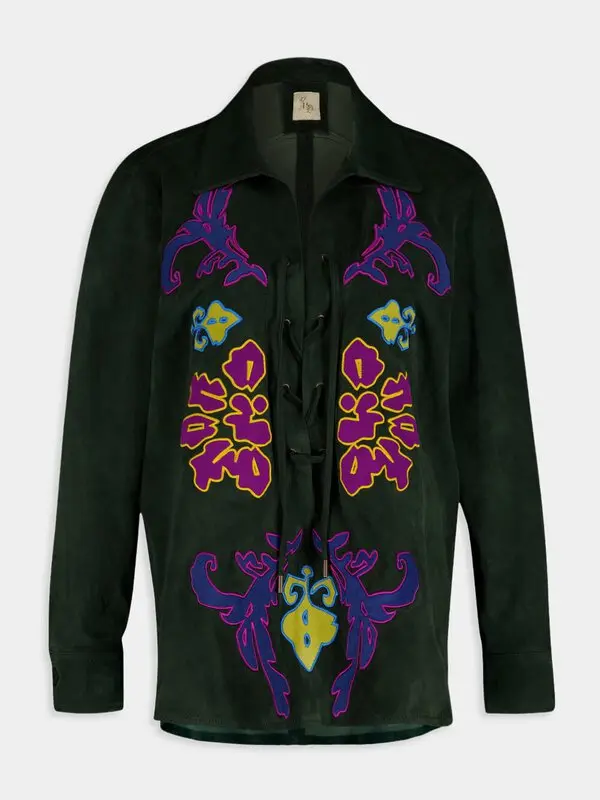 PAULA Chakakan Suede Embroidered Overshirt