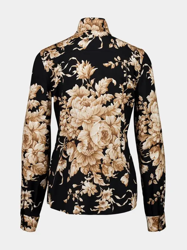 Dolce & Gabbana Rose-print Charmeuse Silk Shirt - Multicolour