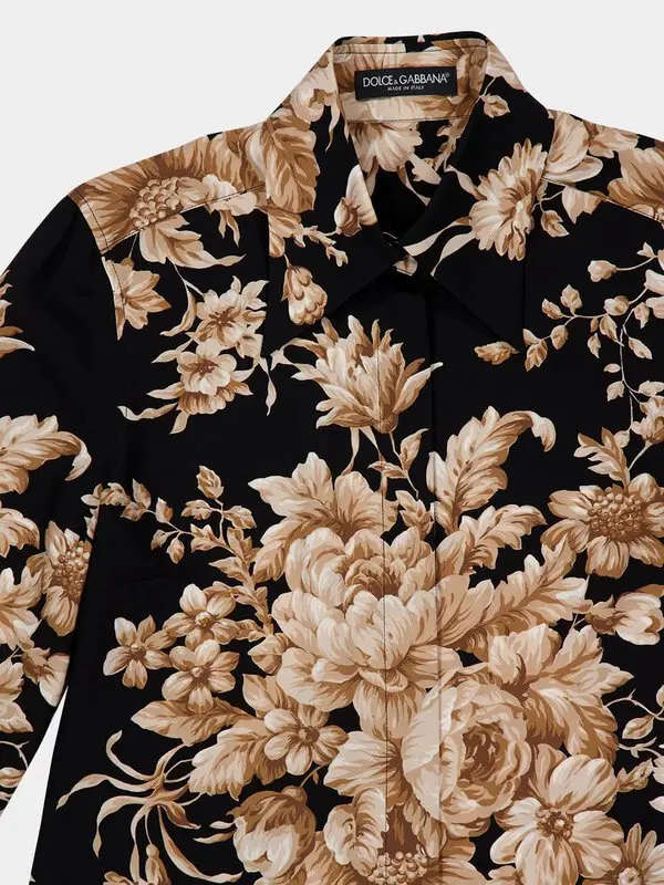 Dolce & Gabbana Rose-print Charmeuse Silk Shirt - Multicolour