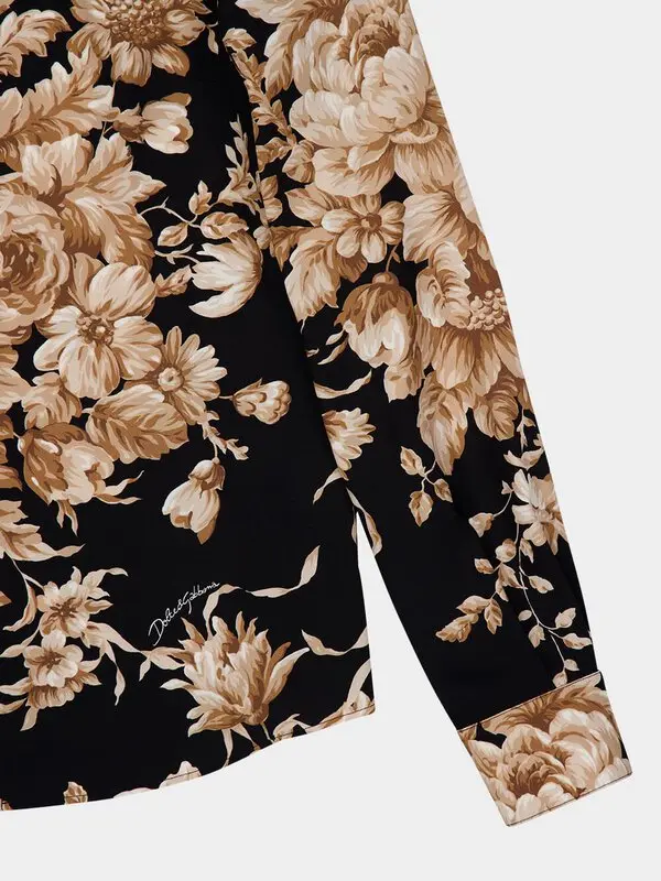 Dolce & Gabbana Rose-print Charmeuse Silk Shirt - Multicolour