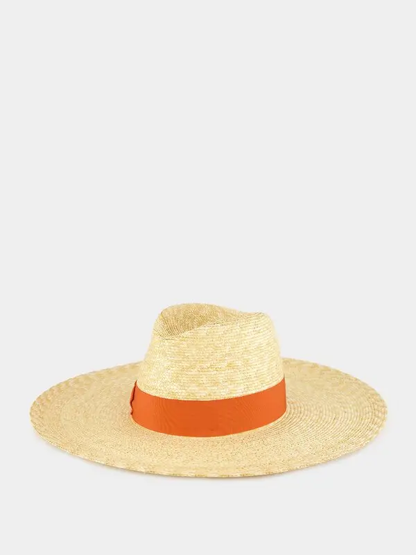 Borsalino Panama Wide Brim Straw Hat - Orange