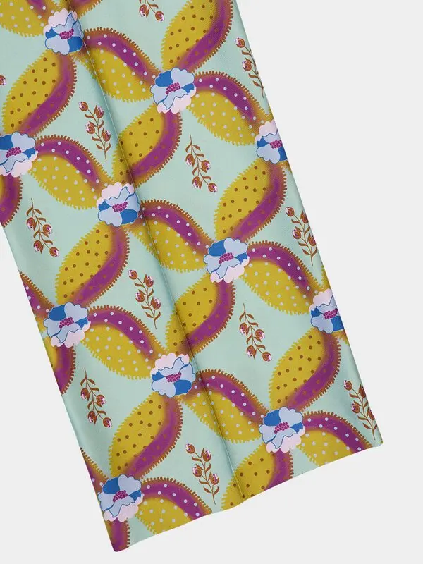 PAULA Sonia Aquageo Printed Silk Twill Trousers - Multicolour