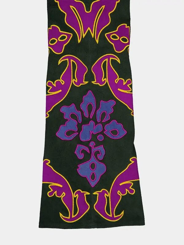 PAULA Zirconia Suede Embroidered Flared Pants - Purple