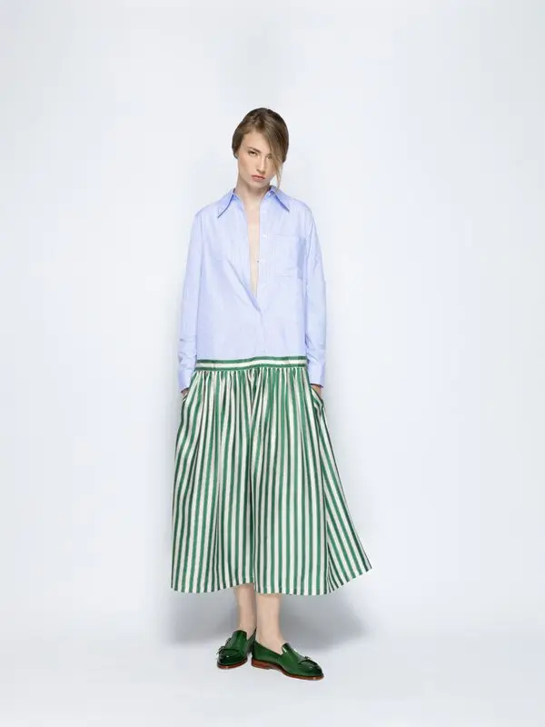 PAULA Rosalia Multi Stripes Printed A-line Midi Dress - Multicolour