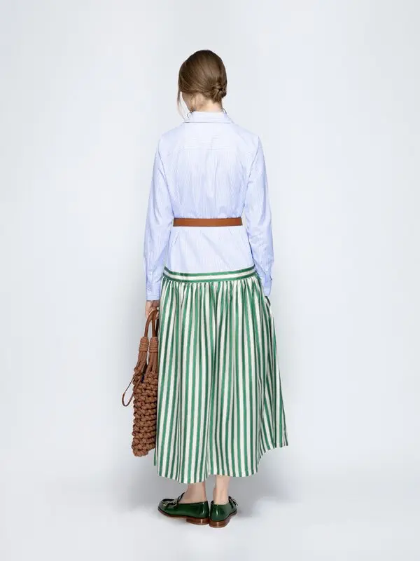 PAULA Rosalia Multi Stripes Printed A-line Midi Dress - Multicolour