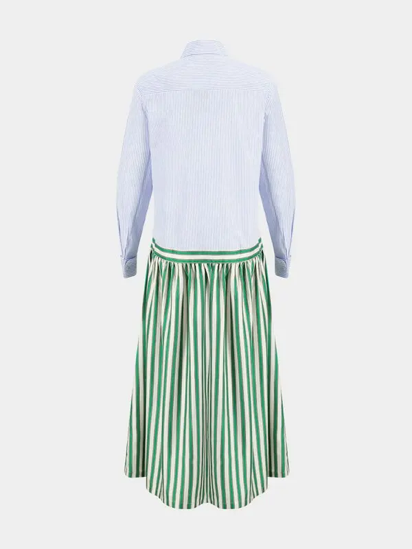 PAULA Rosalia Multi Stripes Printed A-line Midi Dress - Multicolour