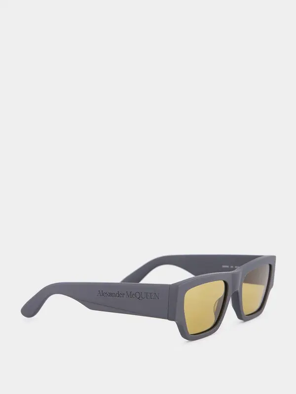 Alexander McQueen Angled Rectangular Sunglasses - Grey