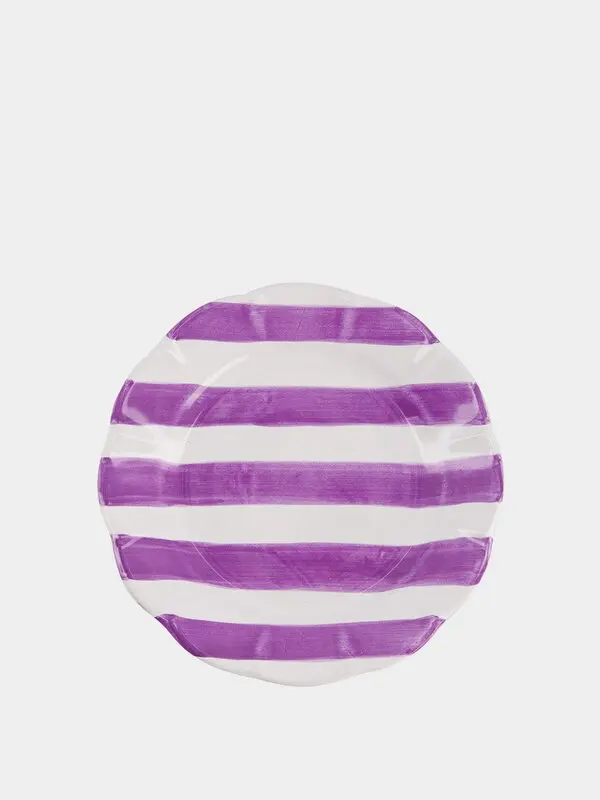 POPOLO Striped Ceramic Dessert Plate - Purple