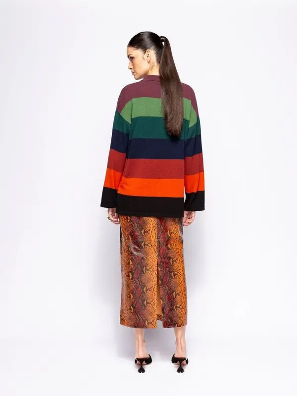 PAULA Jane Striped Knitted V-neck Top - Multicolour