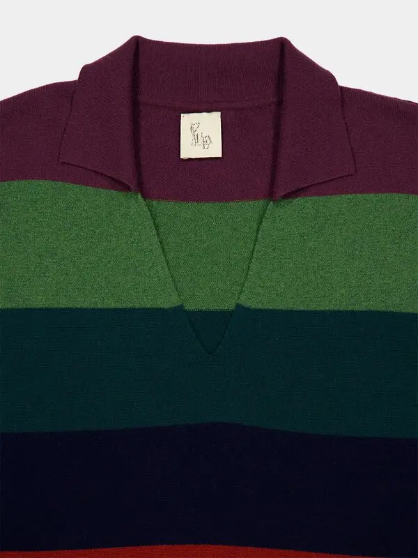 PAULA Jane Striped Knitted V-neck Top - Multicolour