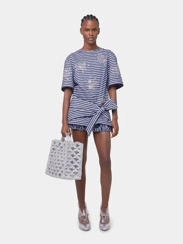 Rabanne Striped Embroidered T-shirt - Multicolour