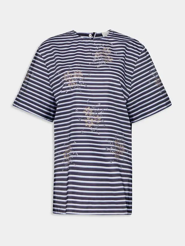Rabanne Striped Embroidered T-shirt - Multicolour