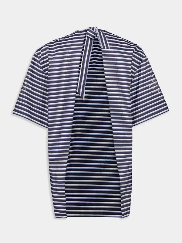 Rabanne Striped Embroidered T-shirt - Multicolour