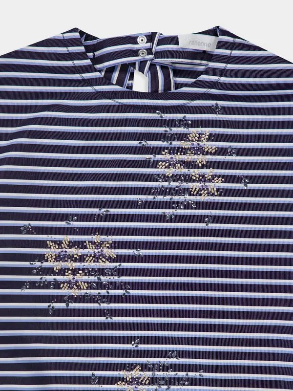 Rabanne Striped Embroidered T-shirt - Multicolour