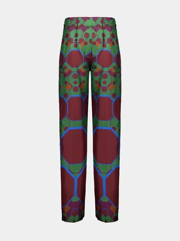 PAULA Printed Silk Twill Tailored Pants