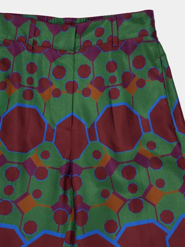 PAULA Printed Silk Twill Tailored Pants