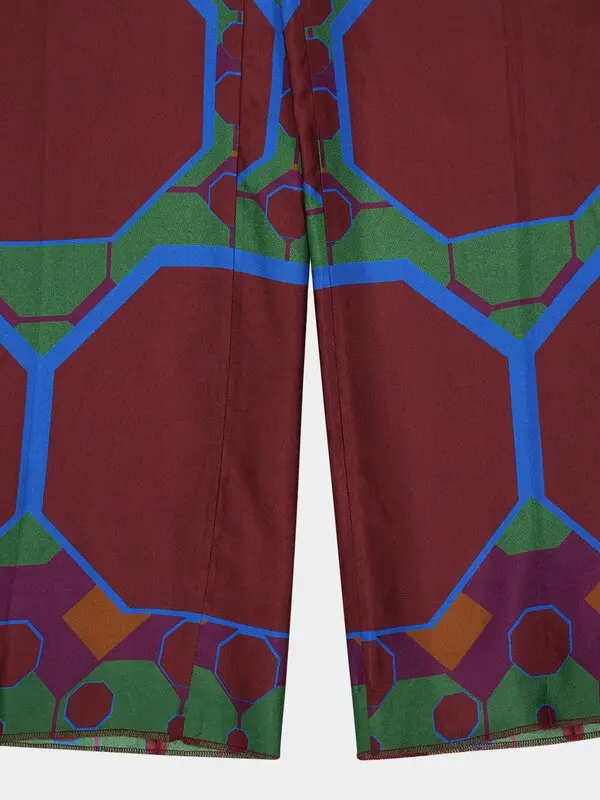 PAULA Printed Silk Twill Tailored Pants