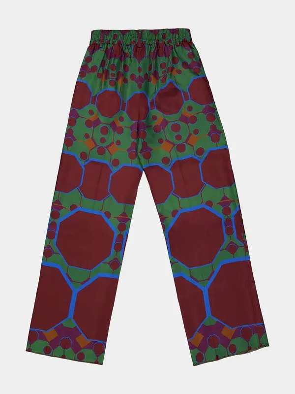 PAULA Printed Silk Twill Tailored Pants