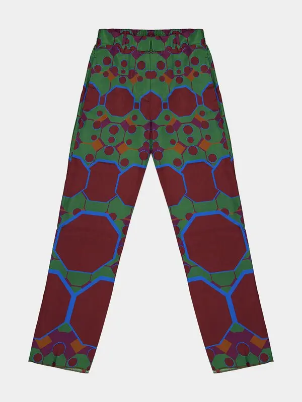 PAULA Printed Silk Twill Tailored Pants