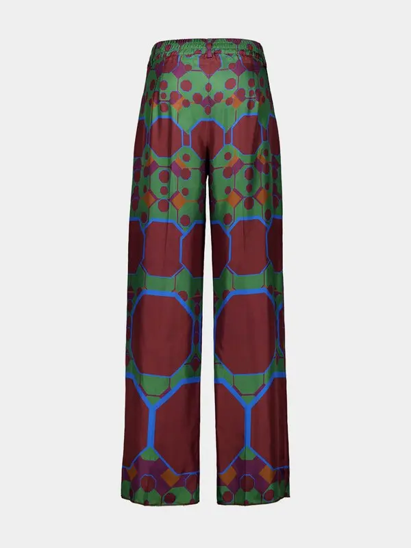 PAULA Printed Silk Twill Tailored Pants