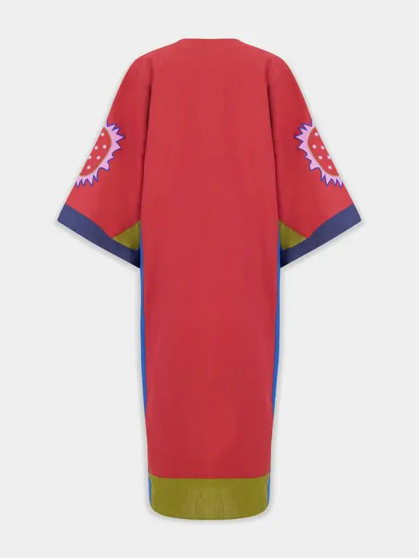 PAULA Dahlia Linen Dress With Embroidered Patches - Multicolour