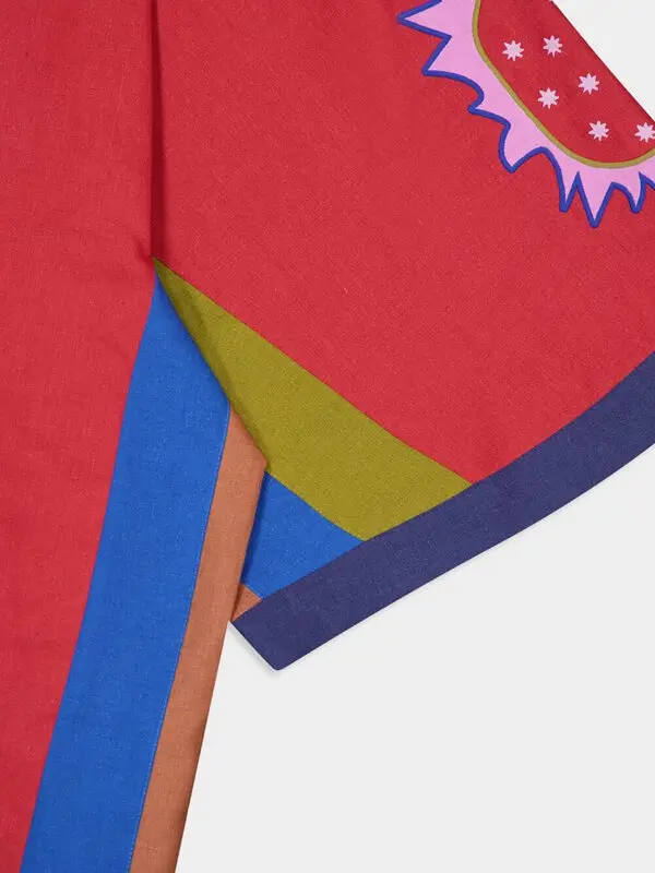 PAULA Dahlia Linen Dress With Embroidered Patches - Multicolour