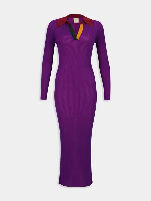 PAULA Denebola Long-sleeve Knitted Dress - Purple