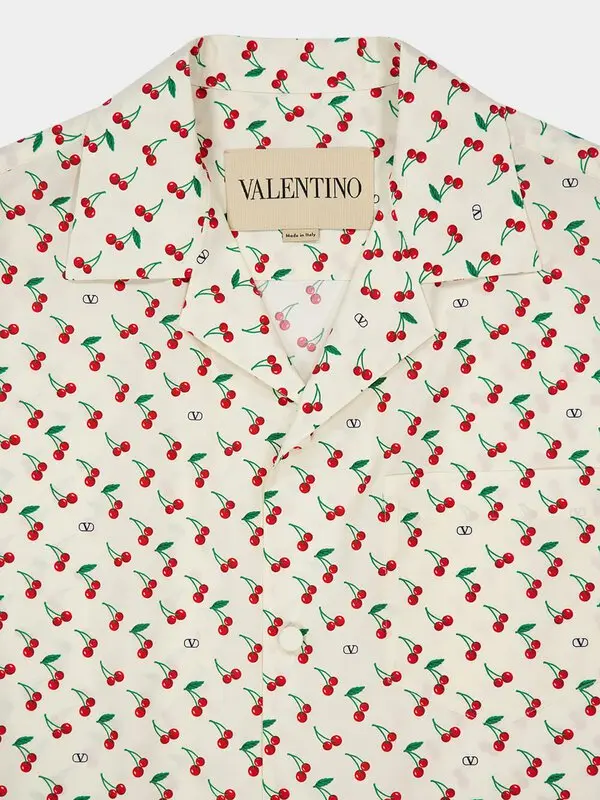 Valentino Garavani Butter Cotton Shirt With Cherryfic Print - Multicolour