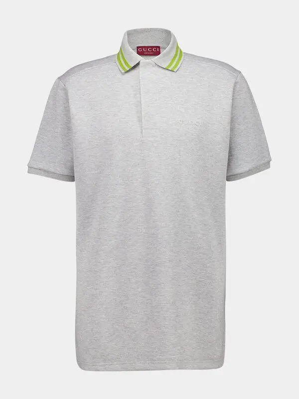 Gucci Mélange Cotton Piquet Polo Top - Grey