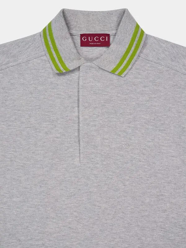 Gucci Mélange Cotton Piquet Polo Top - Grey